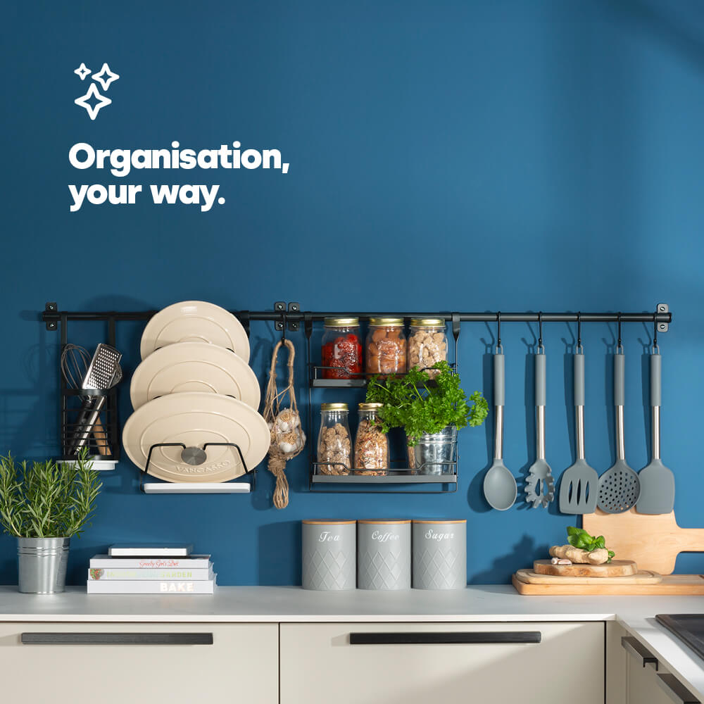 Livivo | Kitchen Hanging Rack - Black | Free Delivery