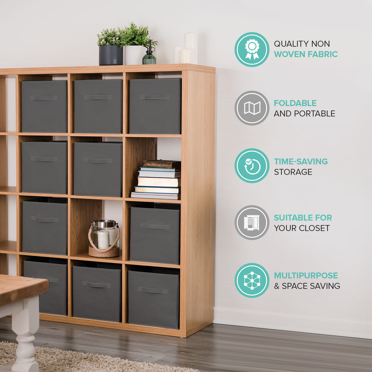 Livivo | 6pc Foldabe Storage Cubes - Grey | Free Delivery