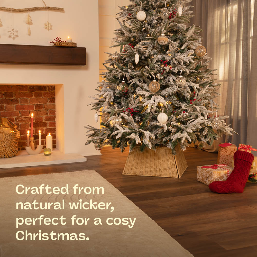 Rattan Square Christmas Tree Skirt - Natural | LIVIVO – Livivo