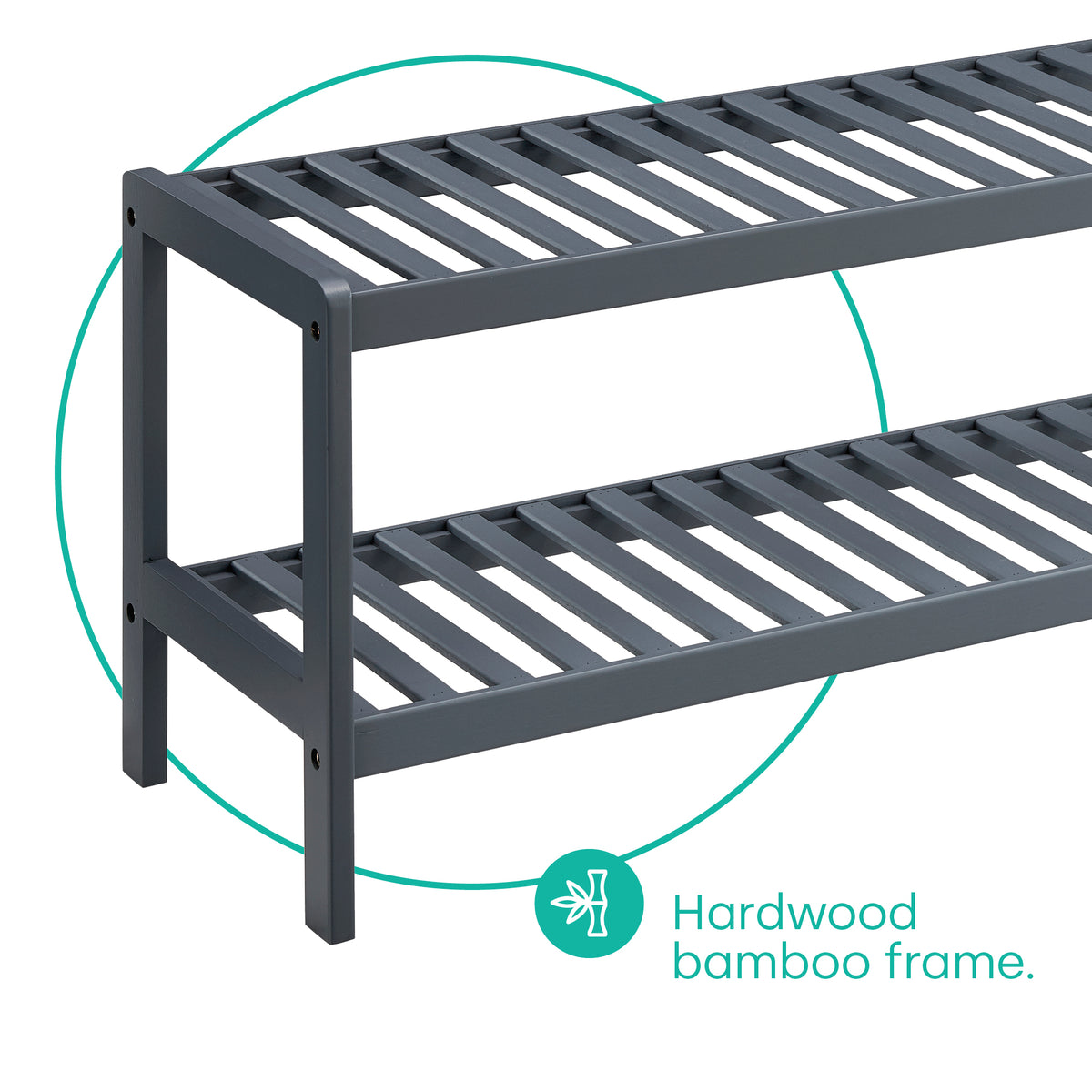 Livivo | Bamboo 2-Tier Shoe Rack - Grey | Free Delivery